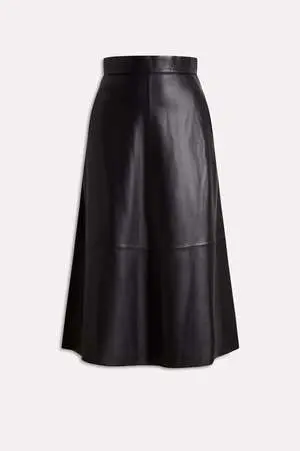 Scanlan Theodore Leather Long Skirt Charcoal