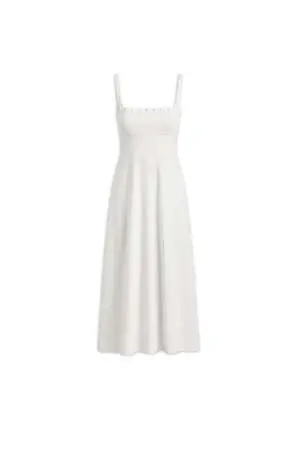 Scanlan Theodore Crepe Knit Daisy Neck Dress - Cream