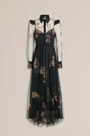Scanlan Theodore Embroidered Tulle Gown