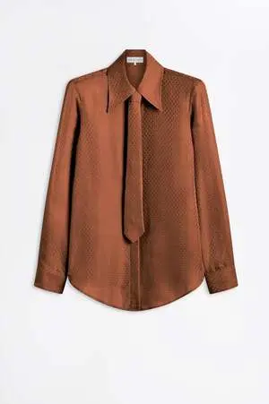 Scanlan Theodore Silk Chain Jacquard Tie Shirt - Spice