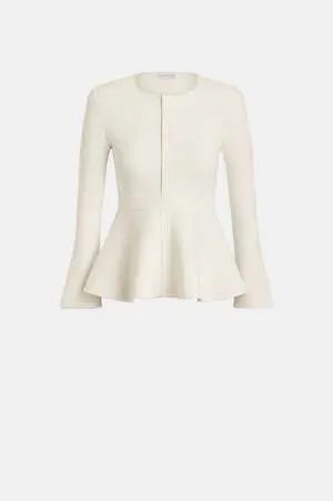 Scanlan Theodore Crepe Knit Ruffle Jacket - Cream