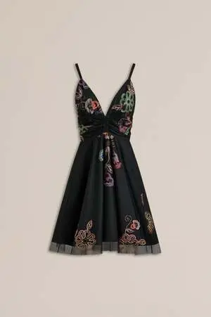 Scanlan Theodore Embroidered Tulle Mini Dress