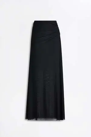 Scanlan Theodore Mesh Draped Maxi Skirt - Black