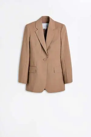 Scanlan Theodore Single Breasted Wool Blend Jacket - Biscuit