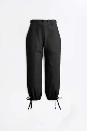 Scanlan Theodore Cotton Sateen Cropped Cargo Trousers - Black