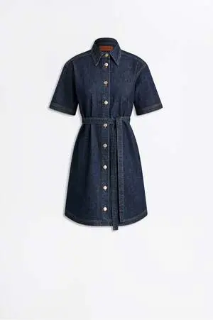 Scanlan Theodore Denim Mini Shirt Dress
