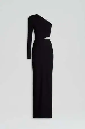Scanlan Theodore Crepe Knit One Shoulder Gown