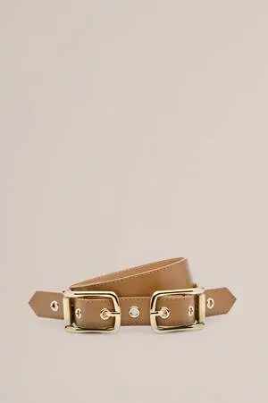 Scanlan Theodore Twin Saddle Buckle 2.5 Leather Belt - Bronze