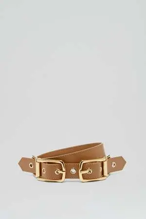 Scanlan Theodore Twin Saddle Buckle 2.5 Leather Belt - Camel