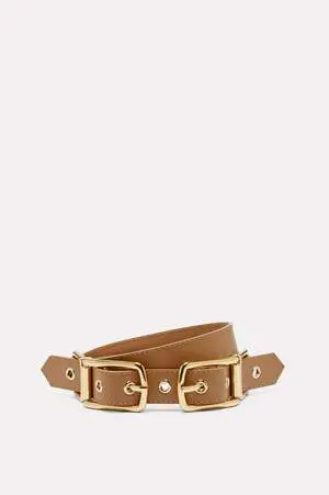 Scanlan Theodore Twin Saddle Buckle 2.5 Leather Belt - Camel