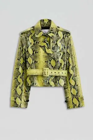 Scanlan Theodore Leather Reptile Cropped Trench - Vert