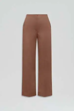 Scanlan Theodore Sateen Cropped Wide Leg Trousers - Mocha