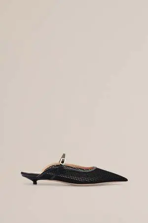 Scanlan Theodore Mesh Kitten Heel Mules - Black