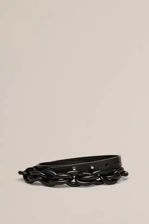 Scanlan Theodore Resin Rope Trim Leather Belt 1.5 - Black