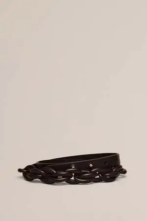 Scanlan Theodore Resin Rope Trim Leather Belt 1.5 Chocolate