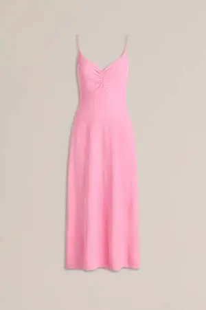 Scanlan Theodore Crepe Knit Shoestring Dress Flamingo