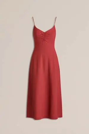 Scanlan Theodore Crepe Knit Shoestring Dress - Saffron