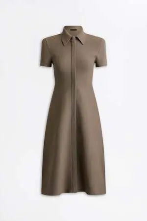Scanlan Theodore Crepe Knit Zip Shirt Dress - Army