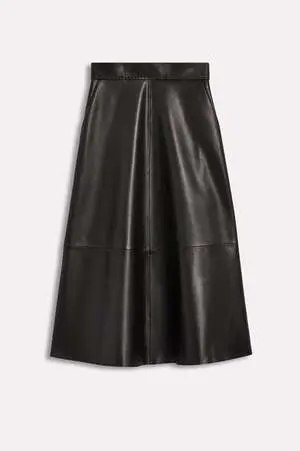 Scanlan Theodore Leather A-line Skirt - Black