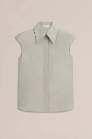 Scanlan Theodore Sleeveless Silk Shirt With Shoulder Pads