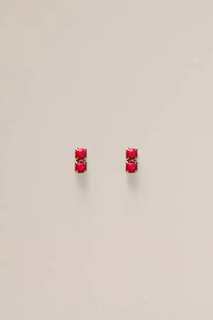 Scanlan Theodore Italian Opal Strass Stud Earrings - Red