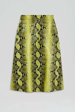 Scanlan Theodore Leather Reptile A-line Skirt - Vert