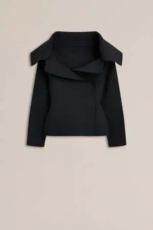 Scanlan Theodore Crepe Knit Open Collar Jacket