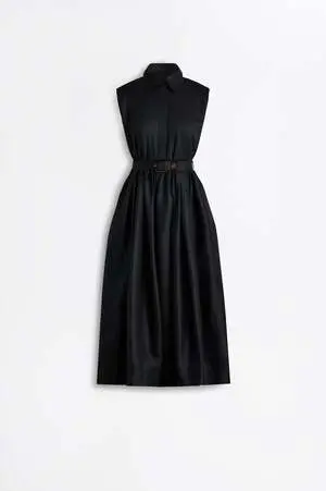 Scanlan Theodore Linen Sleeveless Shirt Dress - Black