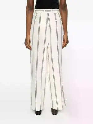 PSOPHIA Stripe-pattern Pleated Trousers