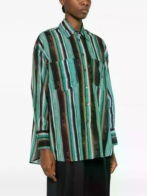 Pinko Striped Cotton Muslin Shirt With Logo Detail