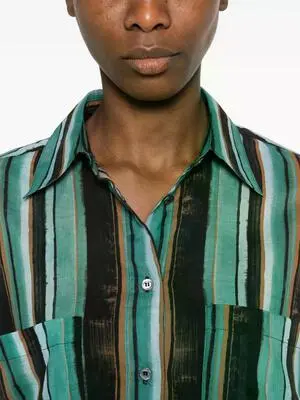 Pinko Striped Cotton Muslin Shirt With Logo Detail