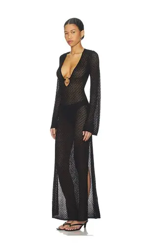 Bardot Bryn Crochet Maxi Dress - Black