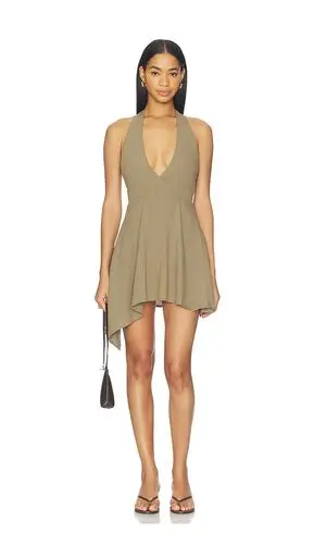 ALL THE WAYS Lola Halter Mini Dress - Olive