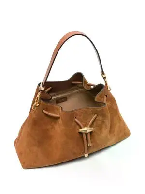 JIMMY CHOO Medium Cinch Suede Shoulder Bag - Brown