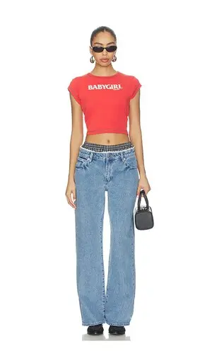 Abrand Denim Babygirl Rib Cropped Tee