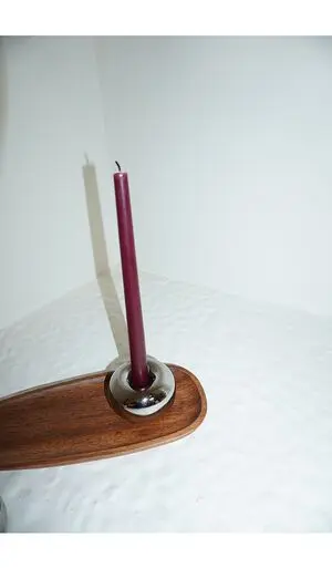 HUEGAH HOME Noa Candlestick Holder In Metallic Silver