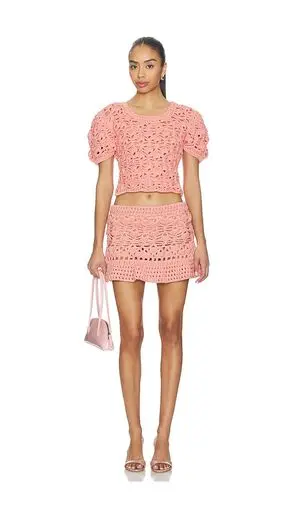 ANIYE RECORDS Mabel Crochet Puff Sleeve Top