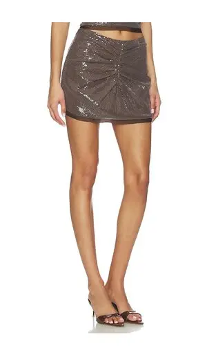 PRIVATE POLICY Gather Sequin Mini Skirt