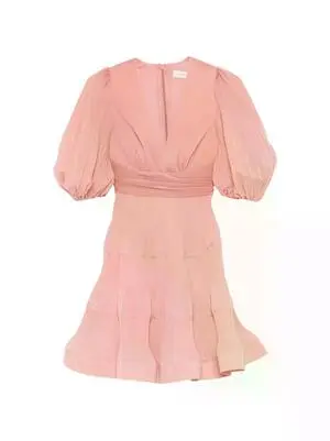 Zimmermann Pleated V-neck Mini Dress