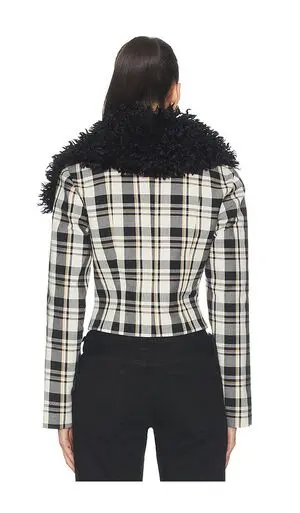 Lado Bokuchava Moriyama Cropped Jacket - Checked Black