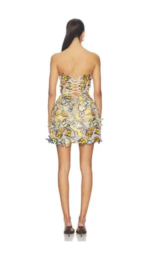 BRONX BANCO Bella Butterfly Strapless Mini Dress
