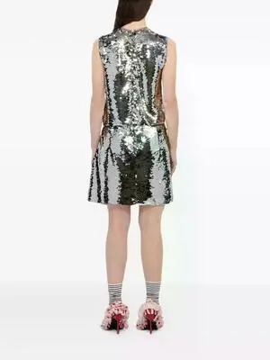 MSGM Sequin Sleeveless Dress - Silver