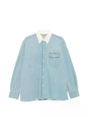 Miu Miu Contrast Collar Embroidered Logo Shirt