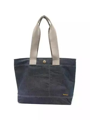 Barbour Denim Tote Bag With Top Handles And Internal Pocket - Blue