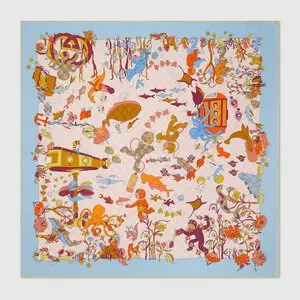 Gucci Printed Silk Carr - Blue