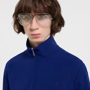 Gucci Stretch Nylon Gabardine Zip Jacket - Blue