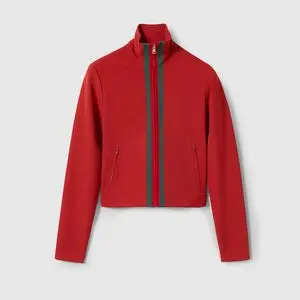 Gucci Stretch Nylon Zip-up Jacket With Web Intarsia