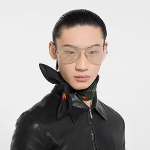 Gucci Printed Cotton Silk Pocket Square - Black