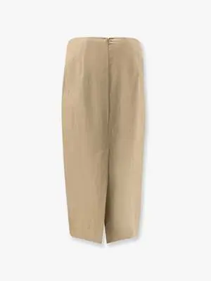 Max Mara Mxsveranda Linen Midi Skirt - Beige