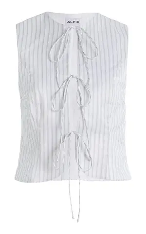 ALFIE Neda Bow-Detailed Cotton Top Bronze